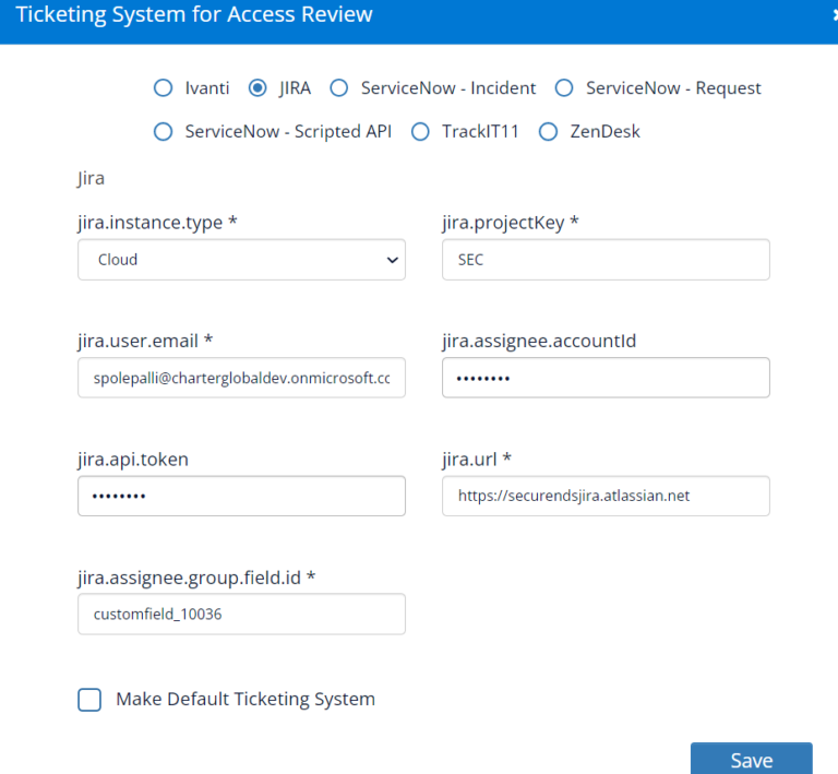 Configure Jira Ticketing in SecurEnds